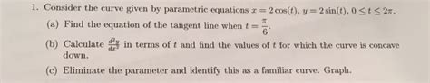 Solved Consider The Curve Given By Parametric Equations X Chegg