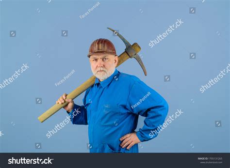 Serious Workman Pickaxe Construction Worker Pick Stock Photo 1705131265 Shutterstock