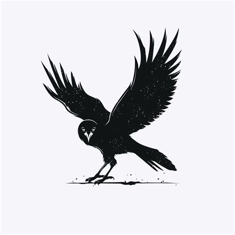 Silhouette Vector Of Crow With Head Facing Forward 6207505 Vector Art
