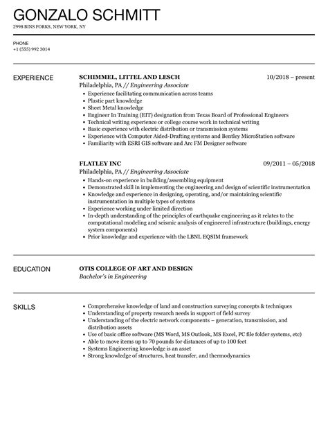 Engineering Associate Resume Samples Velvet Jobs