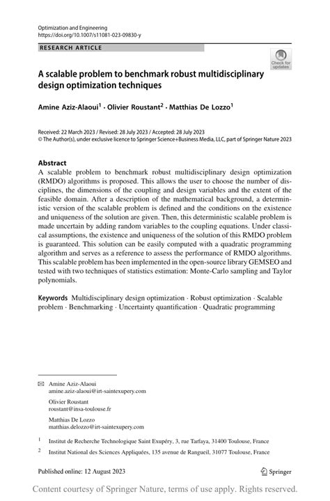 A Scalable Problem To Benchmark Robust Multidisciplinary Design