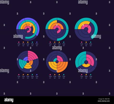 Concentric Circle Infographic Chart Design Template Set For Dark Theme Stock Vector Image And Art