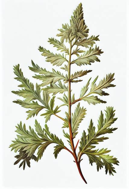 Artemisia Absinthium Ilustração Botânica Absinto Isolado Artemísia