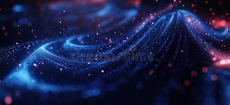 Abstract Wave Patterns with Glowing Particles, Vibrant Blue and Red Colors, Creating a Dynamic ...