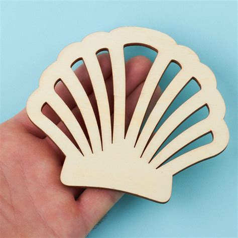 Unfinished Wood Seashell Scallop Cutout All Wood Cutouts Wood