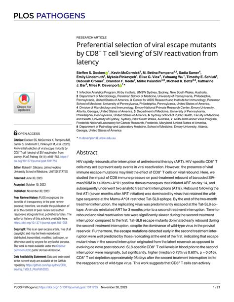Pdf Preferential Selection Of Viral Escape Mutants By Cd8 T Cell
