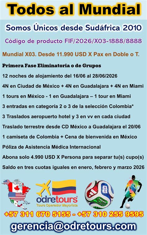 Paquetes Al Mundial Del 2026 Odretours International