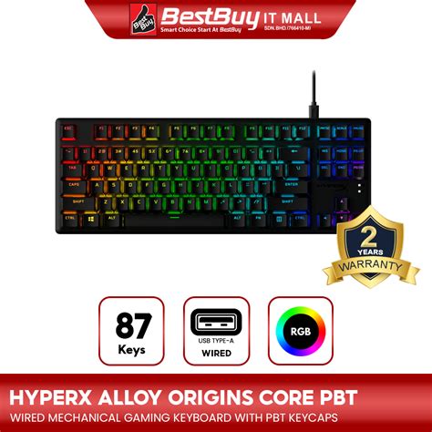 HYPERX ALLOY ORIGINS CORE PBT WIRED TENKEYLESS MECHANICAL GAMING KEYBOARD