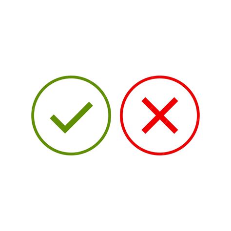 Premium Vector Green Check Mark And Red Cross Signs Vector Illustration