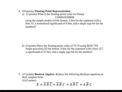 Solved Points Floating Point Representation A Chegg