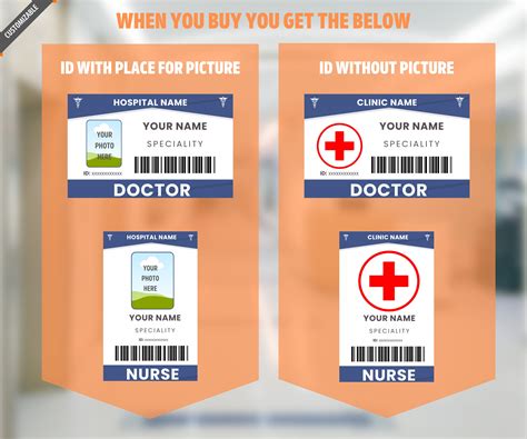 Doctor Nurse Id Badge Editable Hospital Staff Id Pretend Play