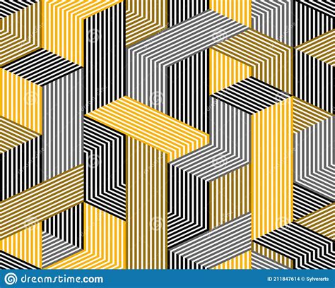 3d Dimensional Lined Cubes Seamless Pattern Geometric Endless Texture With Lines And Boxes