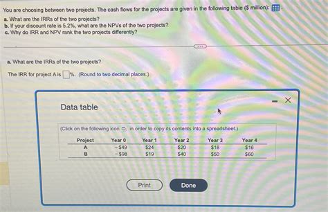 solved you are choosing between two projects the cash flows