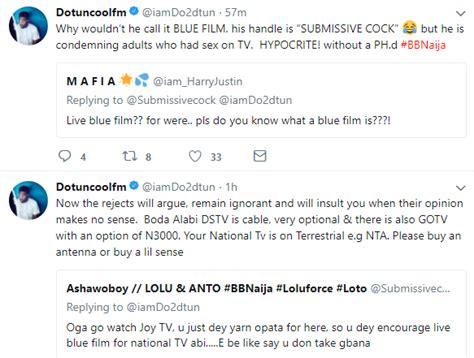 Oap Dotun Slams Nigerians Criticizing Miracle And Nina For Having Live Sex In Bbnaija House