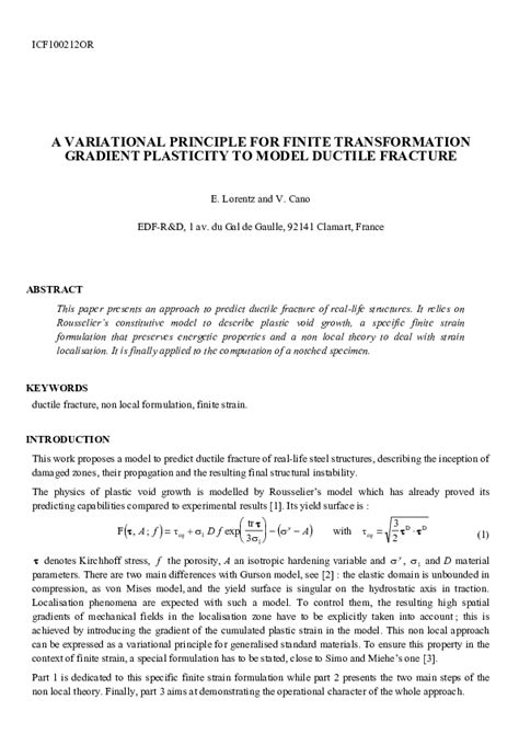 Pdf A Variational Principle For Finite Transformation Gradient