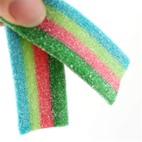 Supply 11cm Rainbow Ribbon Shape Sour Long Chewing Soft Gummy Candy In