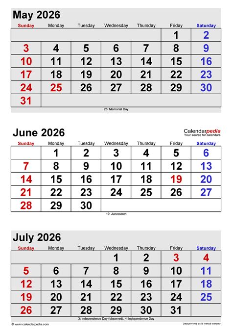 June 2026 Calendar Templates For Pdf Excel And Word