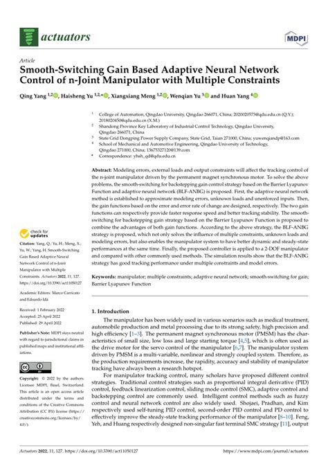 pdf smooth switching gain based adaptive neural network control of n