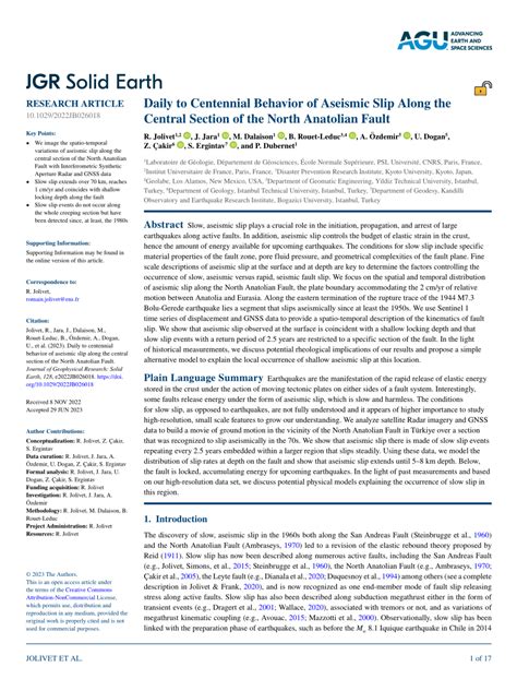 Pdf Daily To Centennial Behavior Of Aseismic Slip Along The Central Section Of The North