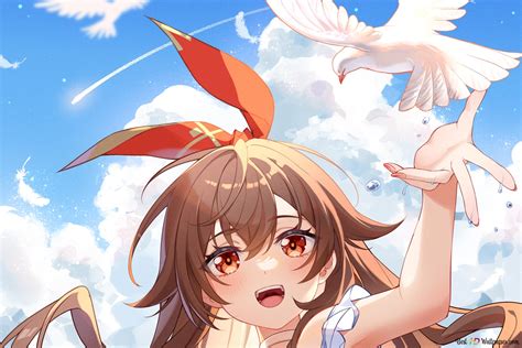 Beautiful Girl Amber Looking Hot In Short Dress Genshin Impact K Wallpaper Download