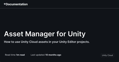 Asset Manager for Unity • Unity Cloud