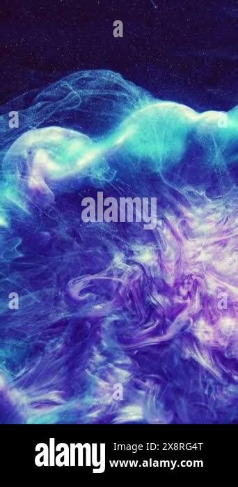 Vertical Video Ink Drop In Water Fluid Splash Purple Blue Color