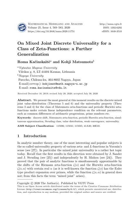 Pdf On Mixed Joint Discrete Universality For A Class Of Zeta