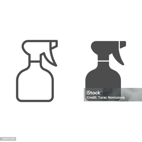 스프레이 병 라인과 단단한 아이콘 청소 서비스 개념 흰색 배경에 표지판을 청소하는 플라스틱 병 모바일 개념 및 웹 디자인을위한 윤곽 스타일분무기 아이콘 벡터 그래픽 분무기