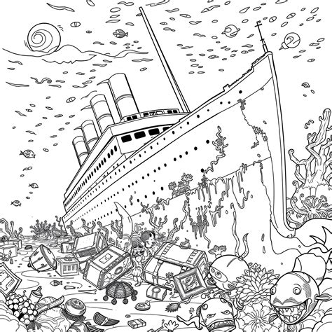 Titanic Underwater Coloring Pages