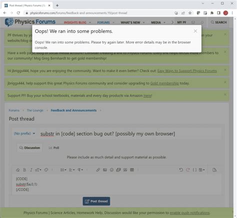 Substr In Code Section Bug Out Possibly My Own Browser
