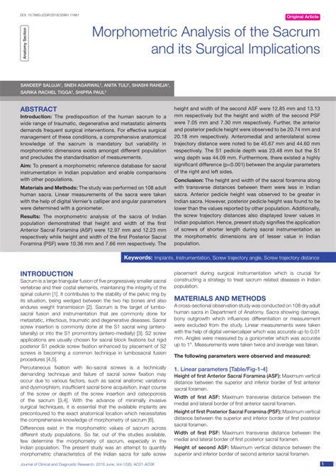 Pdf Morphometric Analysis Of The Sacrum And Its Surgical Implications