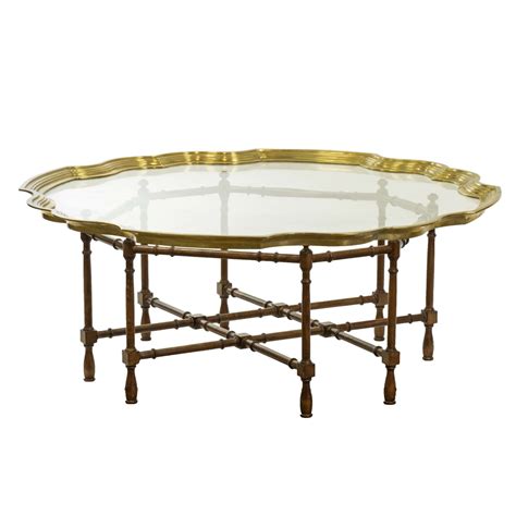 Vintage Brass And Glass Coffee Table On Bamboo Style Base Grandview Mercantile