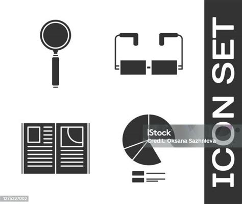 원형 차트 인포그래픽 돋보기 오픈 북 및 안경 아이콘을 설정합니다 벡터 그래프에 대한 스톡 벡터 아트 및 기타 이미지 그래프 책 검색 Istock