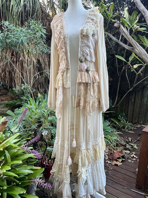 Bohobydarija Bohemian Shabby Chic Artsy Duster Coat Lace Cover