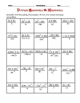 Unit 7 Polynomial Expressions Factoring Dividing Monomials Polynomials