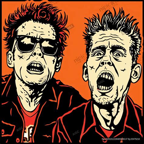 Ai创作图夸张风人物插画 老外插画 摇滚人物卡通形象设计 摇滚乐队插画 简约粗狂线条人物插画 T恤人物图案 潮牌服装插画图案 夸张卡通画 潮酷卡通人物图案 人物表情生动夸张 丑八怪插画 潮流酷