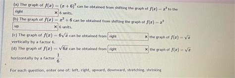 solved a the graph of f x x 6 2 can be obtained from