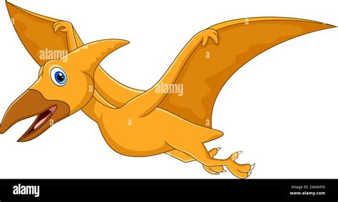 Cute Pterodactyl Dinosaur Vector Illustration Cartoon On White