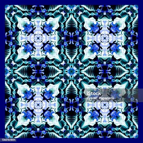 여러 가지 빛깔의 장식 추상적 인 패턴 어두운 배경에 녹색과 파란색 바틱 동기 동양 전통 스타일로 손으로 그린 섬유 산업의 디자인 액세서리 도자기 인쇄 제품에 대한 장식