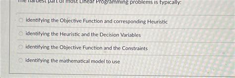 Solved Identifying The Objective Function And Corresponding