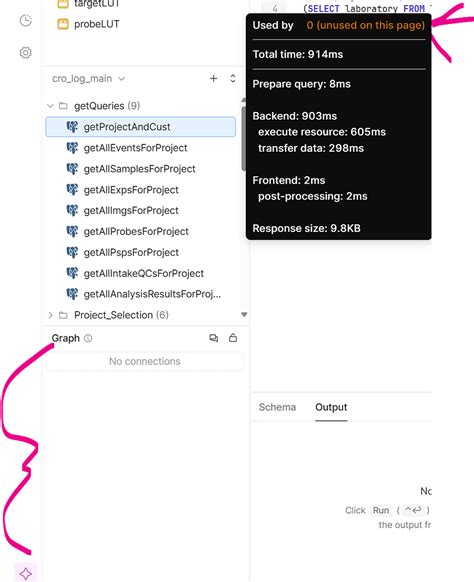 graph pane on side bar and used by field when hovering over code