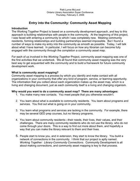Entry Into The Community Community Asset Mapping Docest
