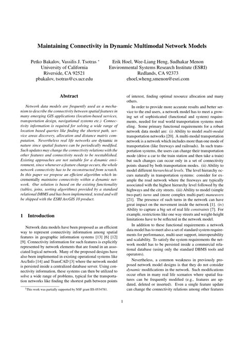 Pdf Maintaining Connectivity In Dynamic Multimodal Network Models