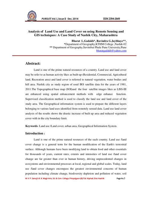 PDF Analysis Of Land Use And Land Cover On Using Remote Sensing And GIS Techniques A Case