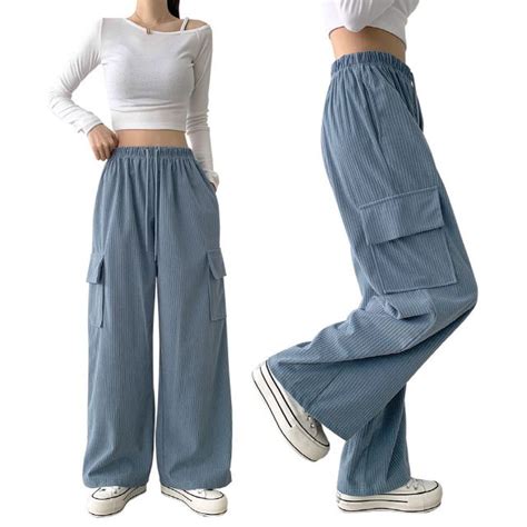 복플레이스 6col[코듀로이 핏깡패]골덴 코듀로이 카고 포켓 롱와이드 밴딩 팬츠 복플레이스 위시버킷