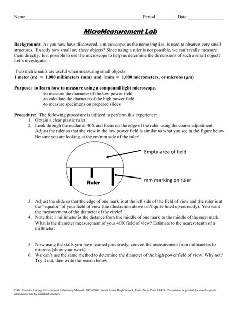 Measuring With A Microscope Lab 7 — Db