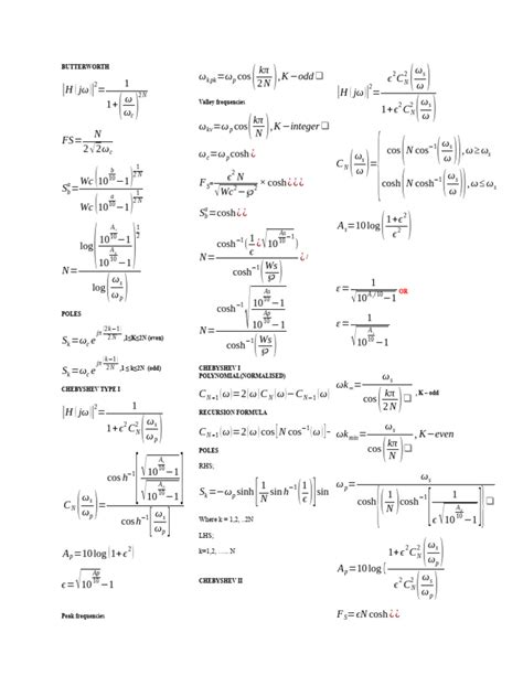 Analogue Filters Formulae Corrected Version 40 Pdf Control