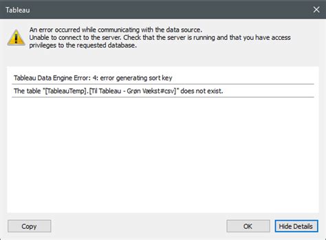 Character Limit Tableau Data Engine Error 4 Stack Overflow