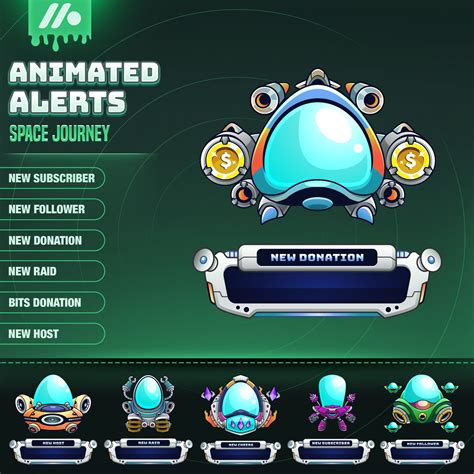 Space Alien Stream Alert Pack Galaxy Theme Alert Premade Twitch Alert