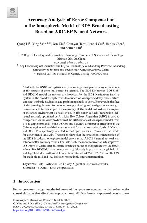 Pdf Accuracy Analysis Of Error Compensation In The Ionospheric Model Of Bds Broadcasting Based